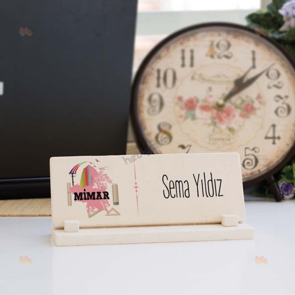 Mimar Pembe Tasarım Taş İsimlik - Hediyelen